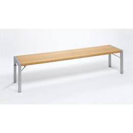 Weishäupl Weishäupl Flip Bank Teak Platte/Aluminium-Gestell pulverbeschichtet 200x43 cm Silber