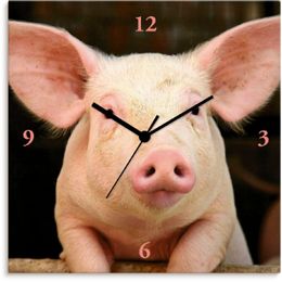 Artland Wanduhr Vorwitziges Schwein (wahlweise mit Quarz- oder Funkuhrwerk, lautlos ohne Tickgeräusche), rosa