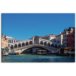 Artland Leinwandbild Blick auf die Rialto Brücke in Venedig, Venedig (1 St), auf Keilrahmen gespannt, blau