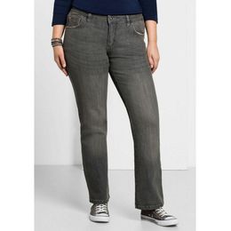 sheego Bootcut-Jeans Große Größen in 5-Pocket-Form, mit Used-Effekten, grau