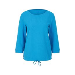 Tom Tailor Damen Strukturiertes Shirt mit Bio-Baumwolle, blau, Gr. S
