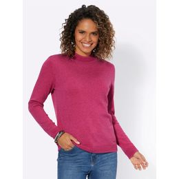 Stehkragenpullover Casual Looks "Stehkragen-Pullover" Gr. 42, pink (fuchsia, meliert) Damen Pullover Rollkragenpullover