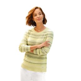 Strickpullover Casual Looks "Pullover" Gr. 38, grün (khaki, ecru, meliert) Damen Pullover