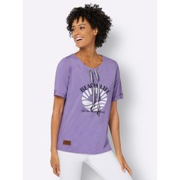 Rundhalsshirt Casual Looks "Shirt" Gr. 54, lila (lavendel, ecru, bedruckt) Damen Shirts Jersey