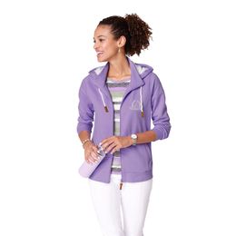 Shirtjacke Casual Looks "Sweatjacke" Gr. 44, lila (lavendel) Damen Shirts Jersey
