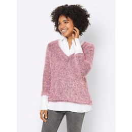 2-in-1-Pullover Heine "Pullover" Gr. 36, rosa (altrosa) Damen Pullover 2-in-1-Pullover