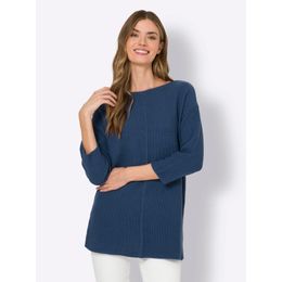Strickpullover Heine "Oversized Pullover" Gr. 36/38, blau (jeansblau) Damen Pullover