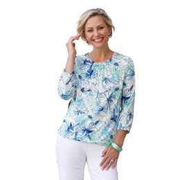 3/4-Arm-Shirt Classic Basics "Shirt" Gr. 54, bunt (blaugrün, weiß, bedruckt) Damen Shirts Jersey