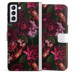 DeinDesign Handyhülle Rose Blumen Blume Dark Red and Pink Flowers, Samsung Galaxy S21+ 5G Hülle Handy Flip Case Wallet Cover, weiß