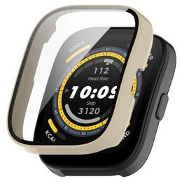 Wigento Smartwatch-Hülle Für Amazfit Bip 5 Kunststoff Smart Watch Hülle + Schutzglas Elfenbein