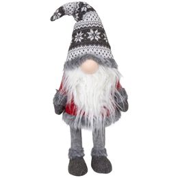 Christmas Paradise Weihnachtsfigur stehender XL Wackel-Wichtel 40cm (60cm) (Dekofigur, 1 St), Gnom, Weihnachtsdeko Grau-Rot