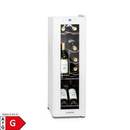Klarstein Shiraz 12 Slim Uno Weinkühlschrank 32l/12Fl.Touch 85 W 5-18 °C LED Weiß 32 Liter / 12 Flaschen