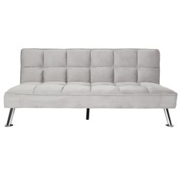 Sofa MCW-K21, Klappsofa Couch Schlafsofa, Nosagfederung Schlaffunktion Liegefl&auml;che 181x107cm ~ Samt, grau