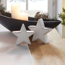 Home-trends24.de Weihnachtsfigur Stern Gold Creme Sterne Weihnachtsfigur Weihnachtsdeko 2er Set (2 St)
