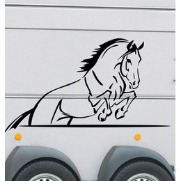 Wandtattoodesign Aufkleber für Pferdeanhänger Springpferd Pferd Größe 110x60cm Schwarz