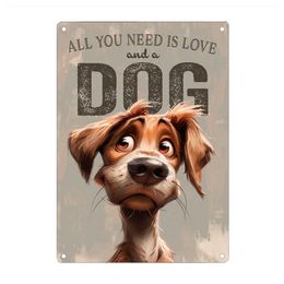 Cadouri Metallschild Hundeschild ALL YOU NEED IS LOVE AND A DOG