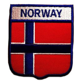 Catch the Patch Aufnäher Bügelbild, Aufbügler, Applikationen, Patches, Flicken, zum aufbügeln, Polyester, Norwegen Flagge Fahne - Größe: 6,4 x 7,4 cm
