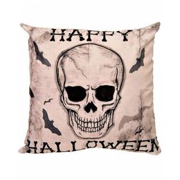 Horror-Shop Tagesdecke Happy Halloween Skull Kissenhülle mit Totenkopf 45