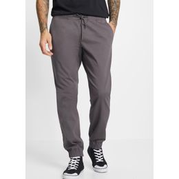 bonprix Relaxed Fit Chino-Stretch-Schlupfhose Straight, grau, mit Baumwolle