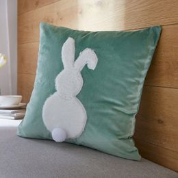 Home-trends24.de Kissenhülle Kissenhülle Schlappohr Kissen Ostern Hase Osterhase Osterdeko 40 x 40, grün