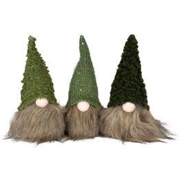 Christmas Paradise Weihnachtsfigur Wichtel 10cm (18cm) sitzend (Dekofiguren, 3 St., im Set), 3 Designs, Weihnachtsdeko Grün