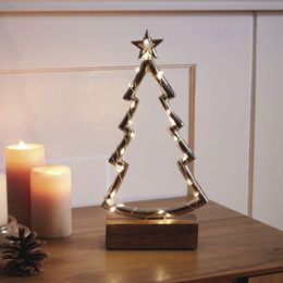 Home-trends24.de Weihnachtsfigur LED Tanne Stern Weihnachtsdeko Figur Weihnachtsfigur Mangoholz