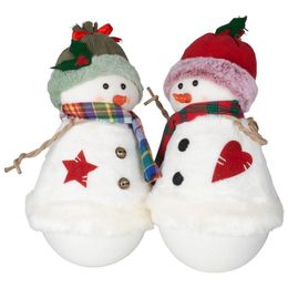 Christmas Paradise Weihnachtsfigur Schneemann 38cm (Dekofiguren, 2 St., im Set), Doppelpack, 2 Designs, Rot-Weiß und Rot-Grün, Weihnachtsdeko