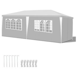Pavillon Camping Festzelt Wasserdicht Partyzelt Stabiles hochwertiges 3x6m Weiß - Weiß