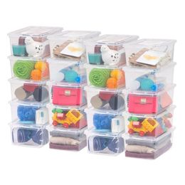 IRIS OHYAMA - Aufbewahrungsbox aus Kunststoff mit Deckel, 5L/20er-Set, Stapelbar und ineinandergreifend, BPA-frei, CNL-5, Transparent
