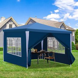 Pavillon Camping Hochzeit Partyzelt Gartenpavillon Festzelt pe Plane 3x3m Blau - Blau - Swanew