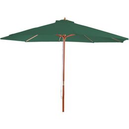 HHG Sonnenschirm Lissabon, Gartenschirm Marktschirm, ø 3,5m Polyester/Holz 7kg grü - green