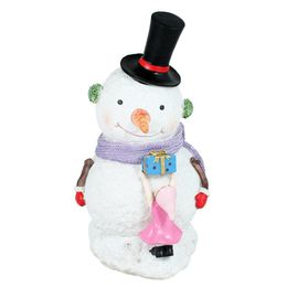 colourliving Weihnachtsfigur Schneemann Figur mit Püppchen Weihnachtsfiguren, Handbemalt, auch als Fensterdeko geeignet, Weihnachtsdeko, weiß