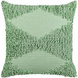 Beliani - Dekokissen Grün Baumwolle 45 x 45 cm Bezug mit Füllung Reißverschluss Strukturiert Geometrisches Muster Boho Wohnzimmer Schlafzimmer Deko