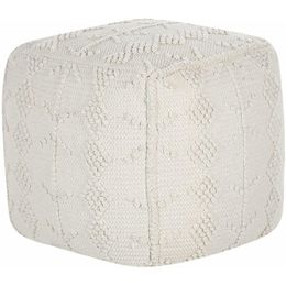 Beliani Pouf Weiß aus Baumwolle 40 x 40 x 40 cm Quadratisch mit Muster Boho Sitzkissen Bodenkissen für Wohnzimmer Kinderzimmer Flur - Weiß