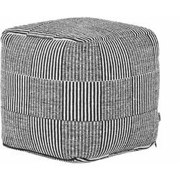 Beliani Pouf Schwarz Weiß aus Baumwolle 40 x 40 x 40 cm Quadratisch Streifen Muster Modernes Sitzkissen für Wohnzimmer Kinderzimmer Flur - Schwarz