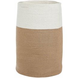Beliani Aufbewahrungskorb Naturfarben u. Weiß Baumwolle 52 cm Rund Boho Stil Korb Textilkorb für Wohnzimmer Schlafzimmer Kinderzimmer - Beige