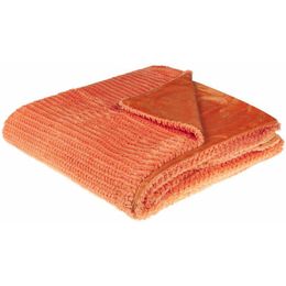 Beliani - Kuscheldecke Orange Polyester 200 x 220 cm Modern Skandinavisch Schlafzimmer Wohnzimmer Accessoire Deko Überwurf Wohndecke Sofadecke