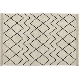 Beliani - Teppich Beige Baumwolle Rechteckig 160 x 230 cm Geometrisches Muster Fransen Handgetuftet Boho Kurzhaar Fußbodenheizung Geeignet Wohnzimmer