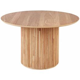 Beliani Esstisch Heller Holzfarbton MDF-Tischplatte Rund ⌀ 120 cm für 4 Personen mit Holzbeinen Modern Säulentisch Esszimmer Küche Wohnküche - Heller