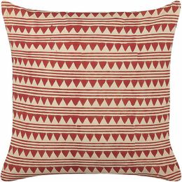 Beliani - Dekokissen Rot und Beige Baumwolle 45 x 45 cm Bezug mit Füllung Reißverschluss Geometrisches Muster Boho Wohnzimmer Schlafzimmer Deko für