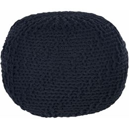 Beliani Pouf Schwarz Baumwolle ⌀ 50 cm Rund Gefochten Strickhocker Strickpouf Boho für Wohnzimmer Kinderzimmer Schlafzimmer Deko Haushalt Wohnen - Schwarz