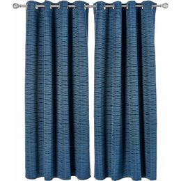 Verdunkelungsgardinen mit Ösen Gardinen Vorhang Blickdicht Thermogardinen, 2er Set,140x245 cm(BreitexHöhe), Blau - Blau - Deconovo