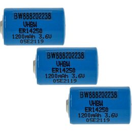 vhbw - 3x ER14250 Rundzellenbatterien Ersatz für TL-2150, TL-2150/S, TL-2151, TL2150, TL2151 - Spezialbatterien (1200mAh, 3,6V, Li-SOCl2)