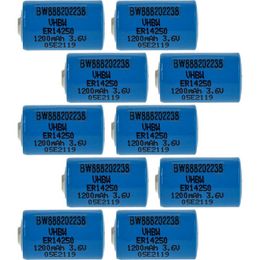 vhbw - 10x ER14250 Rundzellenbatterien Ersatz für TL-2150, TL-2150/S, TL2150, TL2151, TL-2151 - Spezialbatterien (1200mAh, 3,6V, Li-SOCl2)
