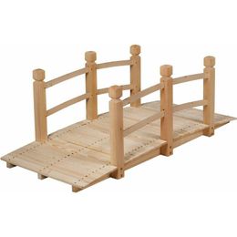 Holzbruecke Gartenbruecke Teichbruecke Zierbruecke Dekobruecke mit Gelaender 150x67x55 cm Natur - Costway