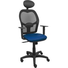 Piqueras Y Crespo - Alocén Stuhl schwarz Netz Sitz marineblau Kunstleder verstellbare Armlehnen feste Kopfstütze