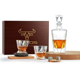 Echos - Whiskyset Whiskygläser 9-Teiliges Whiskeyset 8 Granitsteine + Zange