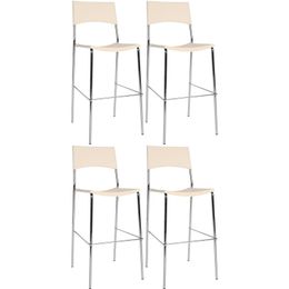 CLP 4er Set Barhocker Genua I Mit Kunststoffsitz Und Metallgestell In Chrom-Optik I Stapelbarer Bistrohocker