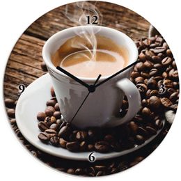 Artland Wanduhr Heißer Kaffee - dampfender Kaffee (wahlweise mit Quarz- oder Funkuhrwerk, lautlos ohne Tickgeräusche), braun