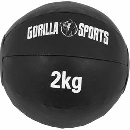 Gorilla Sports Medizinball Einzeln/Set, 29cm, aus Leder, Trainingsball, Fitnessball, Gewichtsball, Schwarz, Slamball, von 1 kg bis 10 kg Gewichten